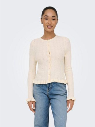 Only Strickjacke ONLIBI LS O-NECK FRILL CARDI EX KNT Viskosemischung, regular fit