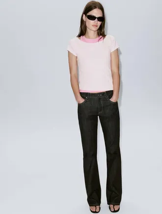 Mango T-shirt combin&eacute; bicolore rose - Femme - XS - MANGO