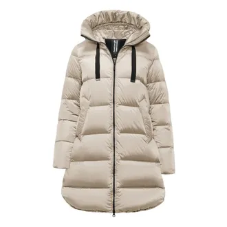 Bomboogie Femme, Manteaux, Beige, Taille: 38 FR Doudoune longue en nylon brillant avec capuche