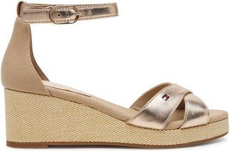 Tommy Hilfiger Sandalen Flag Metallic Mid Wedge Espad FW0FW08810 Beige