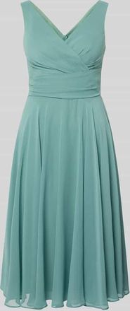 Troyden Collection Knielanges Cocktailkleid aus Chiffon mit V-Ausschnitt
