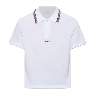 Versace Femme, Tops, Blanc, Taille: 34 FR Polo en piqu&eacute; de coton avec logo brod&eacute;