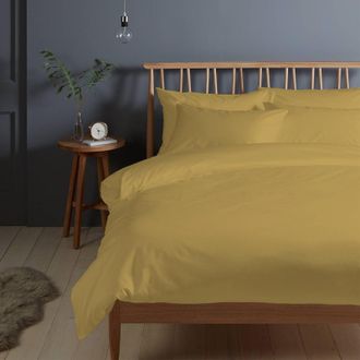 Pizuna 400 Fadenzahl aus Baumwolle Bettw&auml;sche Senfgold, 100% Langstaple Baumwolle Bettbezug und Kissenbezug, 100% Baumwolle Mako Satin 3-Teilig Bettw&auml;scheset