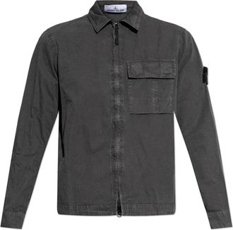 Stone Island Homme, Vestes, Gris, Taille: XL Chemise veste zipp&eacute;e