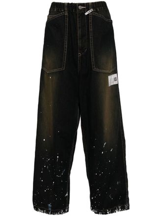 Miharayasuhiro jean ample à effet taches de peinture - Bleu