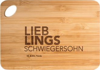 Mr. & Mrs. Panda Bambus - Schneidebrett Schwiegersohn - Geschenk, Ehefrau des Sohns, Holzbrett Küche, Spruch, Holzbrett, Heirat, Geschenkidee