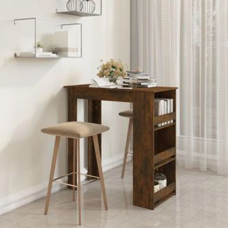 vidaXL Table de bar et &eacute;tag&egrave;re de rangement Ch&ecirc;ne fum&eacute; 102x50x103,5 cm Vidaxl
