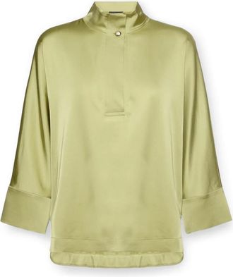Elena Miro Femme, Blouses et Chemises, Vert, Taille: 40 FR Chemise satin&eacute;e