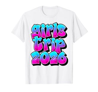 BDAZ 2026 Gruppenreise, Graffiti-Design f&uuml;r M&auml;dchen, Blau/Rosa T-Shirt