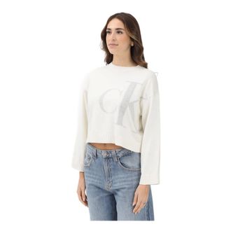 Calvin Klein Jeans Femme, Pulls, Blanc, Taille: 42 FR Maille Ras du Cou
