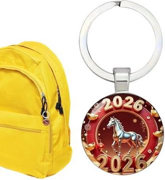 Generico Porte-cl&eacute;s Ann&eacute;e Du Cheval 2026 - Pendentif Pour Sac 2D, D&eacute;coration Pour Sac &Agrave; Dos Du Nouvel An | Ornement En De Zinc De 2,5 Cm, Bonbonni&egrave;re Pour F&ecirc;te