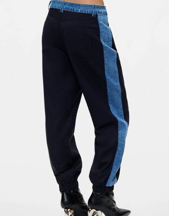 Desigual pantalon de jogging contrast&eacute; bleu-bleu marine