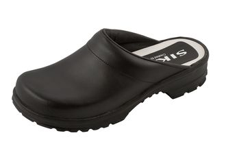 Sika Komfort Unisex offene Holzclogs, breite Passform, Arbeitsschuhe aus Leder, rutschfeste, sto&szlig;d&auml;mpfende PU-Sohle, Permair-Leder, Lebensmittelindustrie, 
