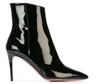 Aquazzura Black Patent Leather Heeled Ankle Boots Size 37.5