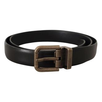 Dolce & Gabbana Schwarzer Kalbsleder B&uuml;rstet Messing Box Schnalle G&uuml;rtel - - Accessories - Herren - Schwarzk - ONE SIZE