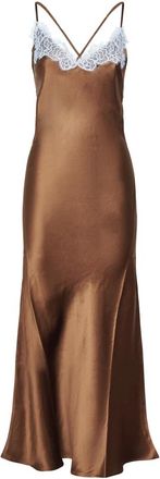 MC2 Saint Barth Femme, Robes, Brun, Taille: 38 FR Eydis Long Slip Dress Silk Lace 1831