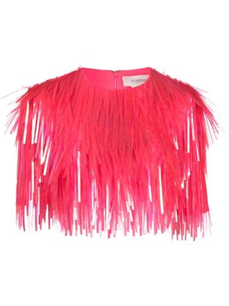 Sportmax haut crop &agrave; franges - Rose