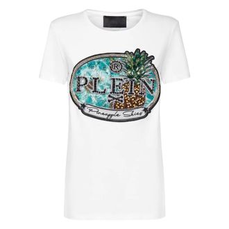 Philipp Plein T-Shirt Rundhals Pineapple Skies - - Tops - Damen - Wei&szlig; - XS
