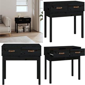 vidaXL Konsolentisch Schwarz 76,5x40x75 cm Massivholz Kiefer - Holztisch - Konsolentisch - Sideboard - Kiefernholzm&ouml;bel - Schwarz - Home & Living