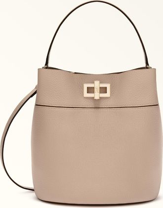 Furla Amelia Beuteltasche S Cotone G Beige Genarbtes Kalbsleder Damen