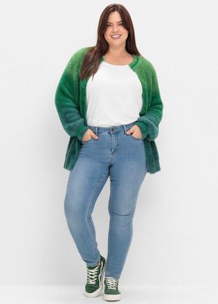 Sheego Strickjacke Strickjacke Langarm im Farbverlauf, aus Flausch-Garn