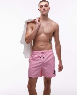 Tommy Hilfiger Resort - Short de bain &agrave; cordon de serrage et logo contrastant - Rose