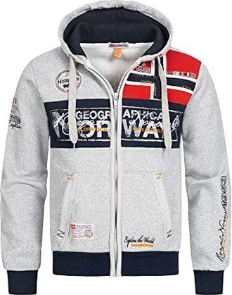 Geographical Norway Flyer Men - Sweat Homme Capuche Poche Kangourou - Vêtement Sweatshirt Hoody Chaud Manches Longues - Pull Hommes Printemps Ete Automne Hiver (Gris Clai
