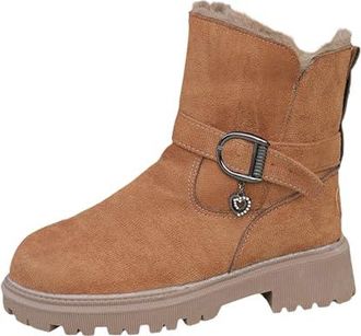Generic Bottines dhiver pour femme - Doublure chaude - En daim - Bottines dhiver en peluche - Avec semelle antid&eacute;rapante - Bottes de cowboy chaudes et confort