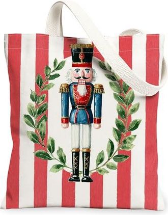 Generic Sac fourre-tout vintage en toile motif casse-noisette, sac de courses fantaisie, r&eacute;utilisable, l&eacute;ger et lavable, sac &agrave; bandouli&egrave;re pour voyage, plage,