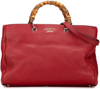 Gucci Hobo Bags - Large Calfskin Bamboo Shopper Sachel - Gr. unisize - in Rot - f&uuml;r Damen