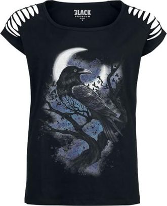 Black Premium by EMP Femme T-Shirt Noir &agrave; Manches c&ocirc;tel&eacute;es L