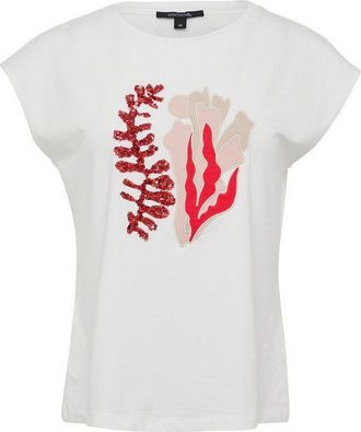 Comma Kurzarmshirt T-Shirt Jersey-T-Shirt mit Pailletten und Artwork