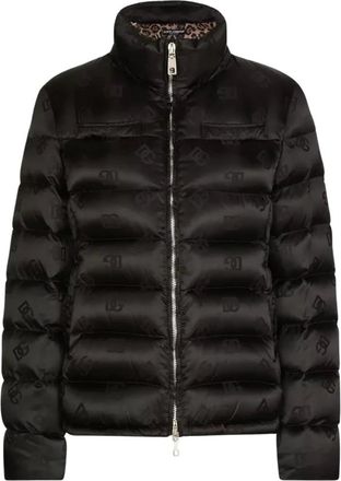 Dolce & Gabbana Femme, Vestes, Noir, Taille: 42 FR Veste Puffer Monogramme Jacquard