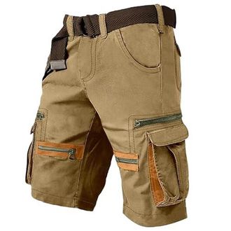 Generic Short cargo d&eacute;contract&eacute; pour homme avec poches zipp&eacute;es, v&ecirc;tement d&eacute;t&eacute; confortable, short dext&eacute;rieur pour tout le monde, coupe l&eacute;g&egrave;re, respirante et am
