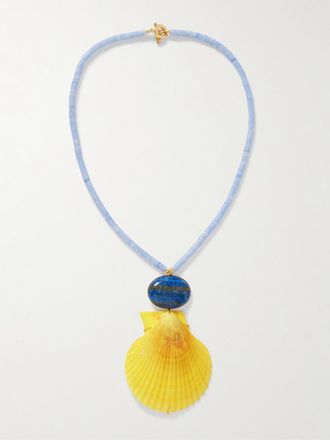 Jennifer Behr Makana Kette Mit Chalzedonen, Lapislazuli, Muschel Und Vergoldeten Details - Blau