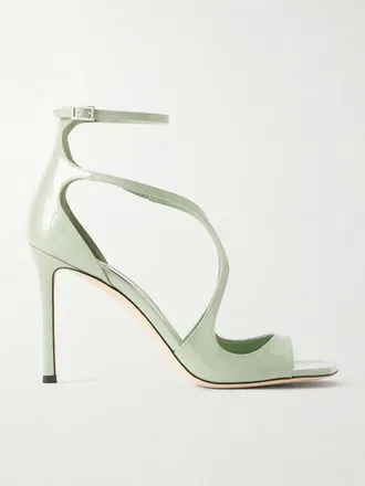 Jimmy Choo London Sandales En Cuir Verni Azia 95 - Vert