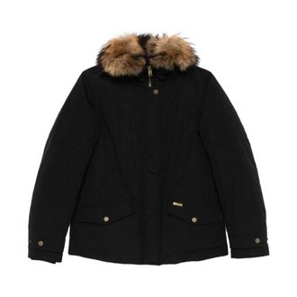 Woolrich Femme, Vestes, Noir, Taille: 42 FR Manteau Court Noir en Fourrure