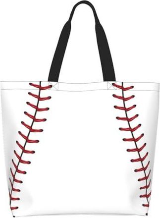 Generic Baseball &Eacute;l&eacute;gant Rouge Et Blanc Sac A Main Femmes L&eacute;ger Tote Bag Grand Sac Fourre-Tout Pour Universit&eacute; Voyage Gym