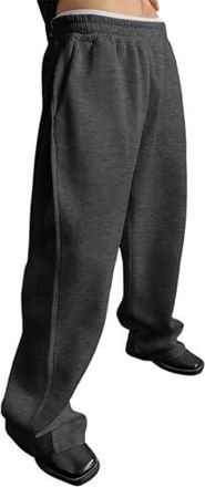 Generic Baggy Pantalon de jogging pour homme, couleur unie, taille &eacute;lastique, jambes larges, pantalon de loisirs confortable, pantalon de surv&ecirc;tement &eacute;l&eacute;gant,