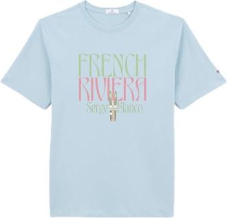 Serge Blanco T-Shirt Manches Courtes Homme Toumani Bleu Ciel - col Rond - Mode Homme