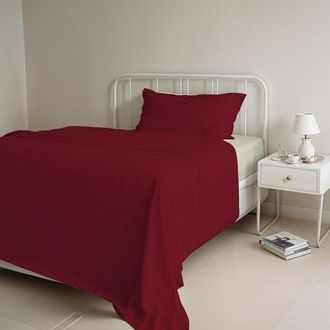 Italian Bed Linen Natural Color Bettw&auml;sche Set, 100% Baumwolle, Burgunder/Creme, Kleine Doppelte