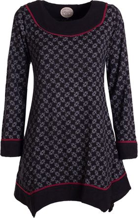 vishes Alternative Bekleidung - Langarm Damen Tunika Shirt-Kleid Ethno Zipfel-Bluse Blusenkleid schwarz 44-46