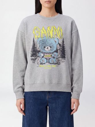 Ganni Rundhals-Sweatshirt aus Baumwolle mit Teddyb&auml;r-Print im Graffiti-Stil