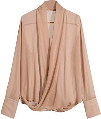 Generic Chemise en maille respirante pour homme, chemise super respirante &agrave; manches longues sans fermeture &eacute;clair ni bouton, coupe ample, tenue d&eacute;t&eacute;, vacances