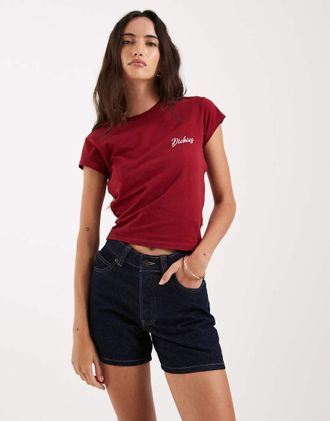 Dickies Jeans-Shorts in blauer Rinse-Waschung mit hohem Bund, 5 Zoll Schrittl&auml;nge