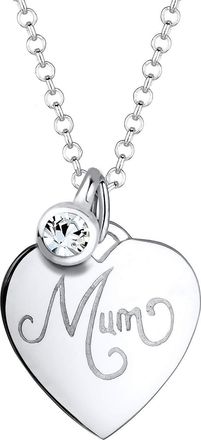 Elli Halskette Damen Mum Schriftzug Mutter Herz mit Kristall in 925 Sterling Silber