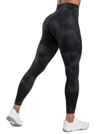 CRZ YOGA Butterlift SecretSculpt Damen Scrunch Sport Leggings High Waist Blickdicht Booty Po Lifting Sporthose Gym Laufhose - 64cm Schwarze Tie-Dye-Blumen 38