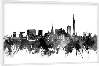artboxONE Poster mit wei&szlig;em Rahmen 60x40 cm St&auml;dte Dortmund Skyline Black - Bild Dortmund Borussia Deutschland