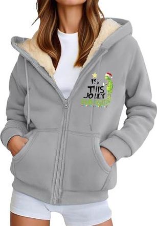 Generic Le Grinch Sweat A Capuche Femme The Noël Costume Adulte Oversize Plaid Chaud Vetement Femmes Moche Vêtements Pilou Deguisement De Noel Pyjama Pulls Ch