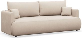 Selsey Ovo Mini - 3-Sitzer Schlafsofa mit Bettkasten, Chenille Easy-Clean, creme - Selsey